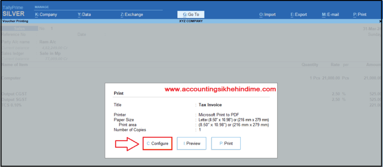 Tally Prime मे Page Margin Setup Page Height Width Top Margin Left Margin Settings कैसे करे